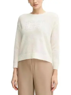 GAUDI Embellished Round Neck Long Sleeve Sweater - Neutrals