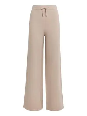 YVES SALOMON Merino Wool Straight Trousers - Beige