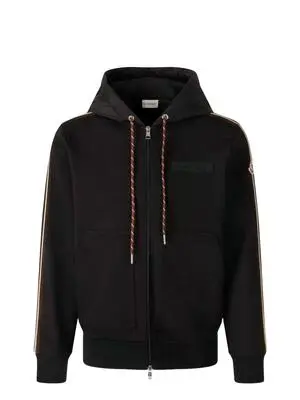 Moncler Logo Stripe Zip Up Hoodie - Black