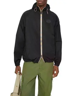 Burberry Hooded Jacket With Contrasting Trim - Black