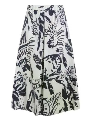 Antonelli Firenze Floral Print A-line Skirt - Blue