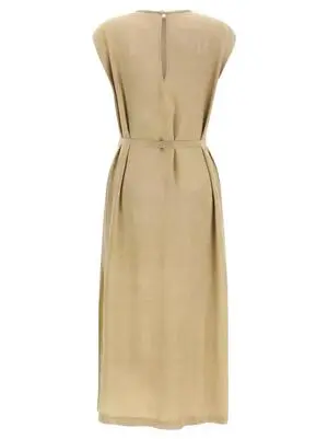 Peserico Sleeveless Midi Dress With Removable Belt - Neutrals
