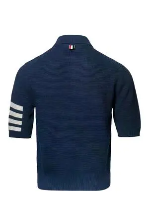 Thom Browne Stripe-detail Polo Shirt - Blue