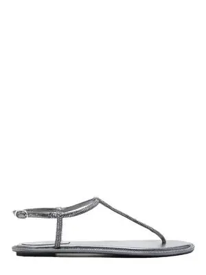 Rene Caovilla René Caovilla Embellished T-Strap Flat Sandals Silver
