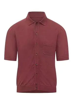 RAKKI Chest-pocket Knitted Shirt Red