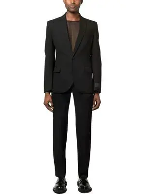 Valentino Garavani Logo-patch Single-breasted Blazer - Black