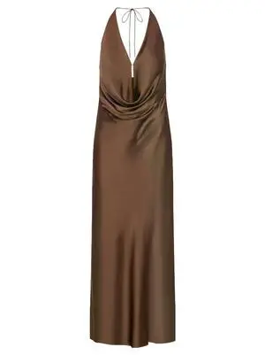 ROTATE BY BIRGER CHRISTENSEN Halterneck Maxi Dress - Brown