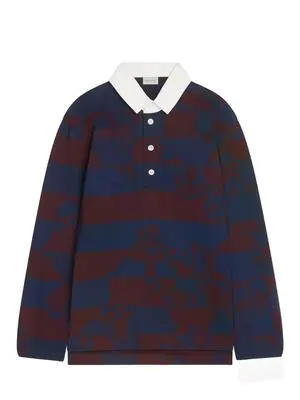 Dries Van Noten Striped Long-sleeved Polo Shirt Blue