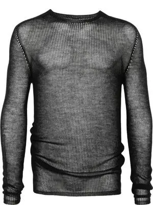 Rick Owens Ribbed Crew-neck Long-sleeve Sweater - Black