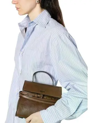 Moschino Small Tie Me Buckle-strap Tote Bag - Brown
