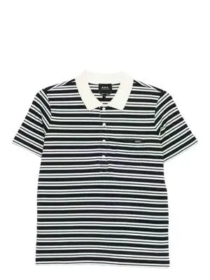 A.p.c. Striped Polo With Chest Pocket - Blue