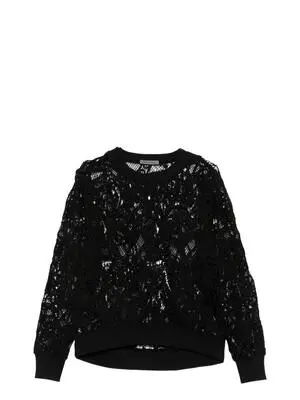 MAURIZIO BRASCHI Lace Detail Sweater - Black