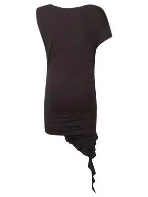Pinko Asymmetric Ruffled Hem Mini Dress - Brown