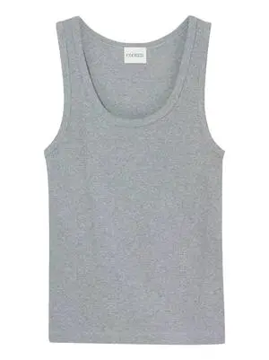 Closed Ribbed Knit Tank Top - Grey