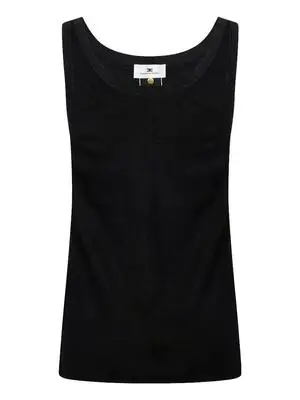 Elisabetta Franchi Sleeveless Knit Top With Gold-tone Buttons - Black