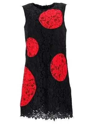 Dolce & Gabbana Polka-dot Lace Mini Dress - Black