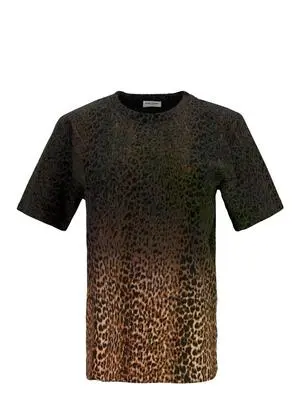 Saint Laurent Ombré Leopard-print Cotton T-shirt - Black