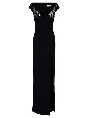 Safiyaa Lucrezia Embellished Crepe Gown - Black
