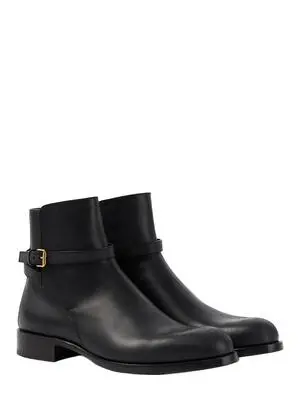 THE ROW Nobilis Leather Ankle Boots - Black