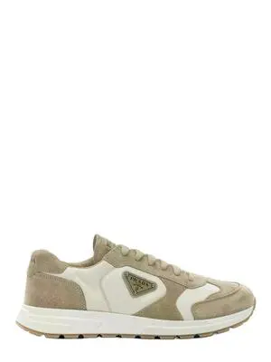 Prada Prax Suede And Re-nylon Lace-up Sneakers - Neutrals