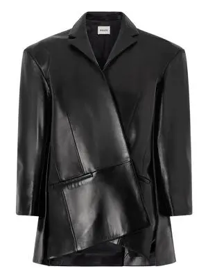 Khaite Asymmetric Paneled Leather Blazer - Black