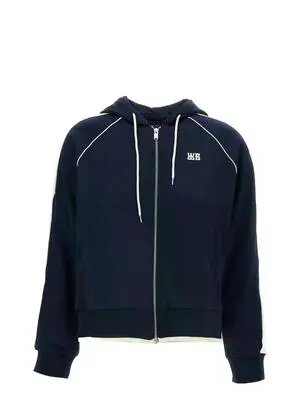 WALES BONNER Zip-up Hoodie With Drawstring Hood - Blue
