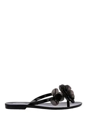 Melissa Harmonic Springtime Flip-flops With Floral Detail - Black