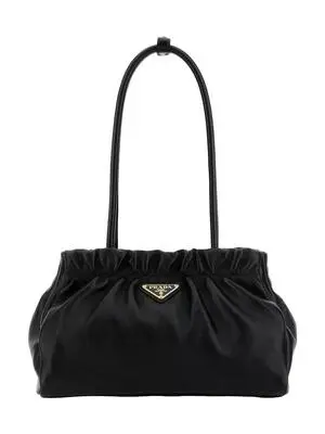 PRADA Ruched Leather Shoulder Bag