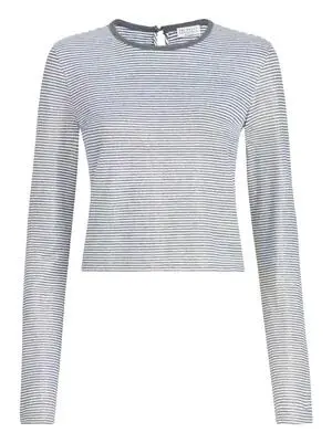 Brunello Cucinelli Striped-pattern Lamé Top - Blue