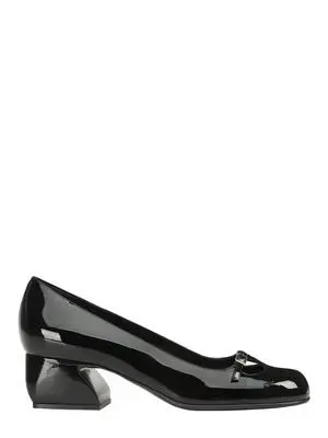 SERGIO ROSSI Calf Leather Patent Mary Jane Pumps - Black