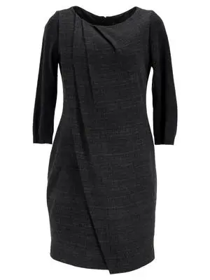 Hugo Draped Midi Dress With Three-quarter Sleeves - Black