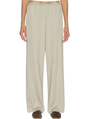 THE ROW The Row Duvain Silk Satin Straight Leg Trousers Cloudy Beige