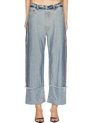 Acne Studios Pagga Orlan Shimmy Wide Leg Jeans - Mid Blue