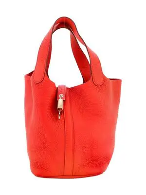 Hermès Picotin Lock Bag Clemence Pm Bucket Bag - Red