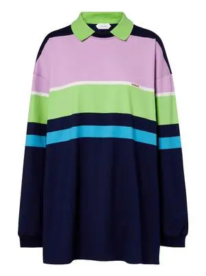 Versace Versace Striped Cotton Jersey Polo Sweater Multicoloured