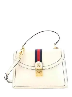 Gucci Ophidia Flap Top Handle Bag Leather Small Satchel - Neutrals