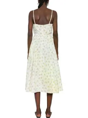 Sandro Floral-print Spaghetti Strap Midi Dress - Neutrals