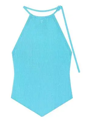 COURREGES Courrèges Halterneck Ribbed Knit Top Blue