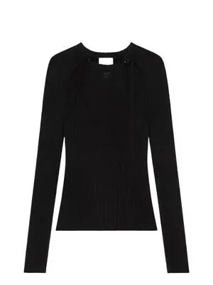 COURREGES Long-sleeve Cut-out-detail T-shirt - Black