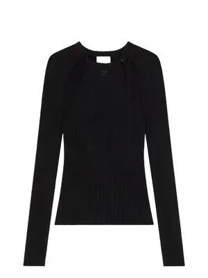 COURREGES Courrèges Long-Sleeve Cut-Out Detail T-Shirt Black