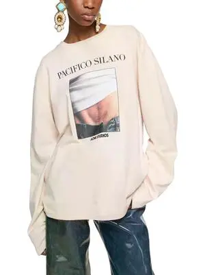Acne Studios Logo Print Long Sleeve T-shirt - Neutrals