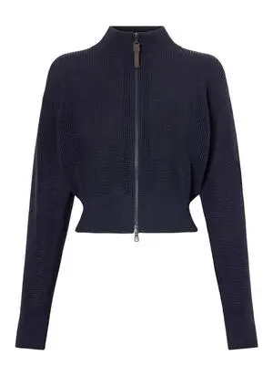 BRUNELLO CUCINELLI Brunello Cucinelli Embellished Cotton-Blend Zip-Up Cardigan