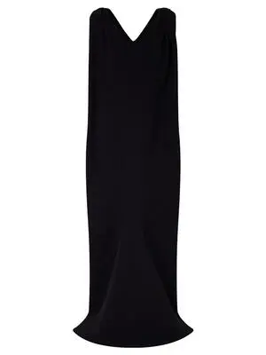 Balenciaga Draped Silk And Wool-blend Crepe Maxi Dress - Black