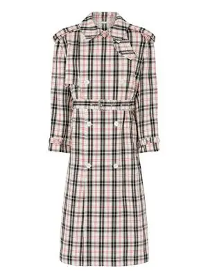 S.S.DALEY Belted Double-breasted Checked Tweed Trench Coat - Multi