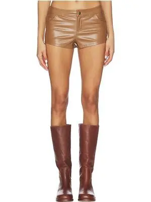 Superdown Faux Leather Shorts - Tan