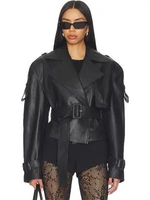 MANOKHI Hana Leather Jacket - Black
