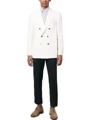Brunello Cucinelli Double-breasted Linen Blazer - Neutrals