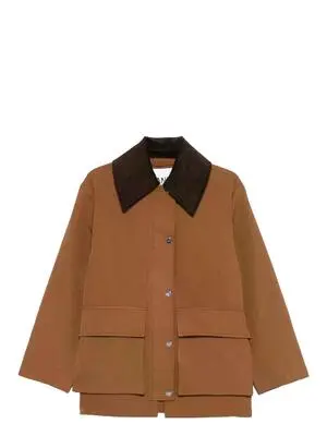 GANNI Corduroy-collar Pocket Jacket Brown