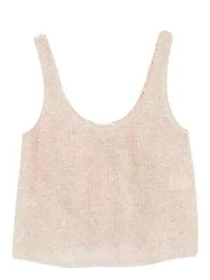 ALYSI Textured Round Neck Tank Top - Neutrals