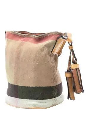 Burberry Mini Mega Check Canvas Ashby Bucket Bag - Brown
